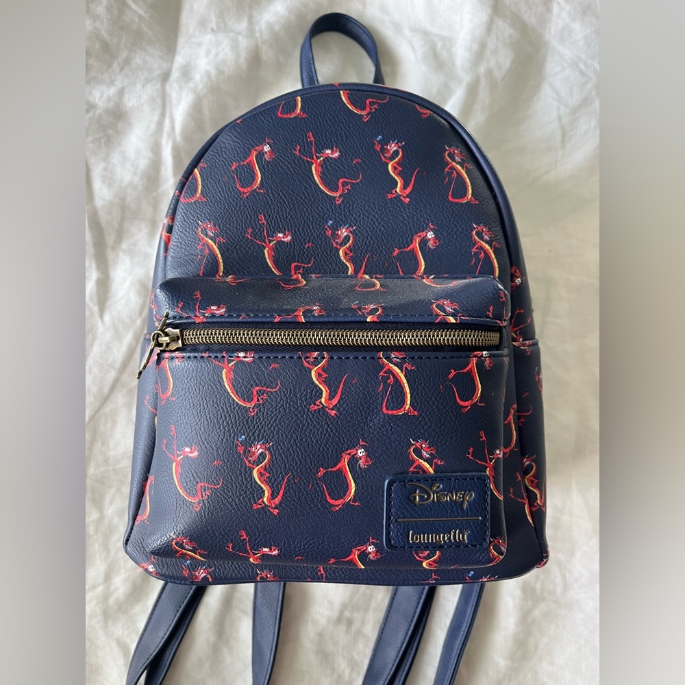 Loungefly Disney Mulan Mushu Navy Blue Leather Mini B… - Gem